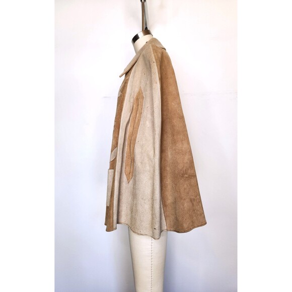 Vintage | Jackets & Coats | Vintage Leather Suede Poncho Cape Floral ...